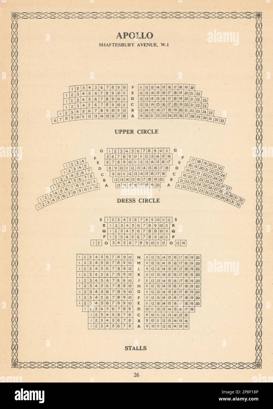 Apollo Theatre, Shaftesbury Avenue, London. Vintage seating plan 1960 ...
