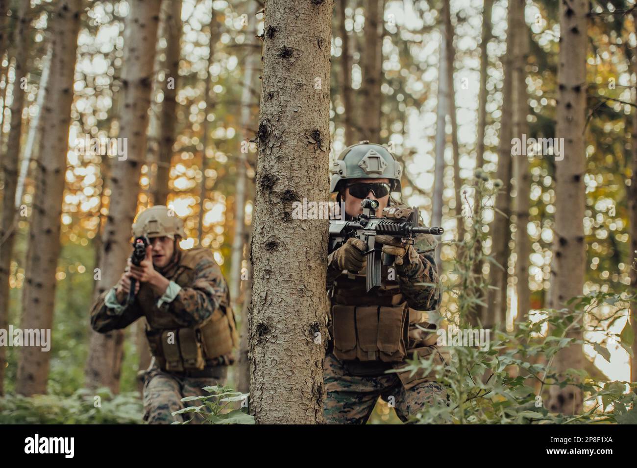 A group of modern warfare soldiers is fighting a war in dangerous ...