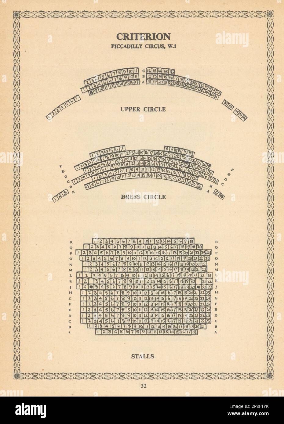 Criterion Theatre, Piccadilly Circus, London. Vintage seating plan 1960 ...