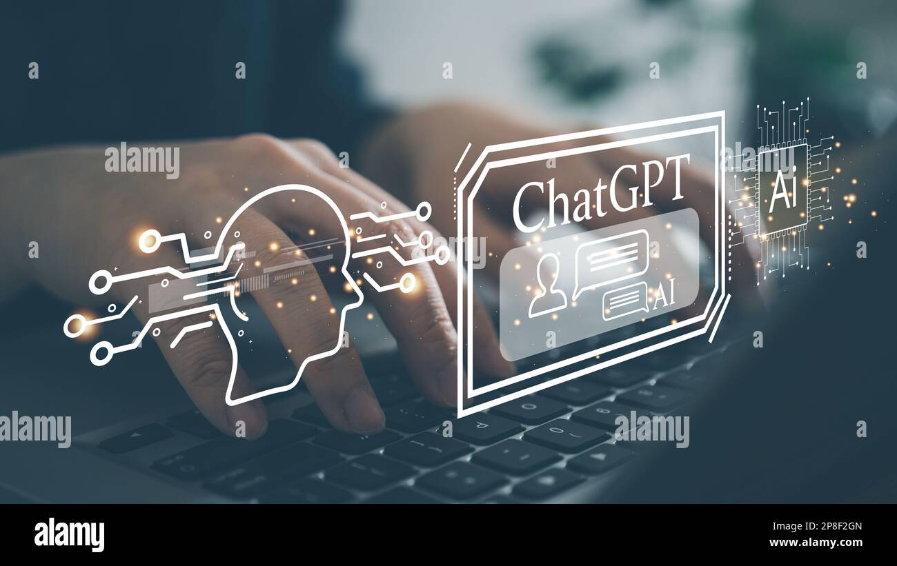 Concept of technology and business AI Chat bot ChatGPT, global internet ...