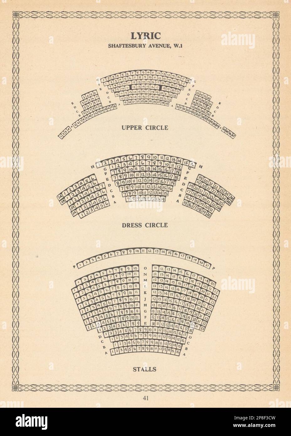 Lyric Theatre, Shaftesbury Avenue, London. Vintage seating plan 1960 ...