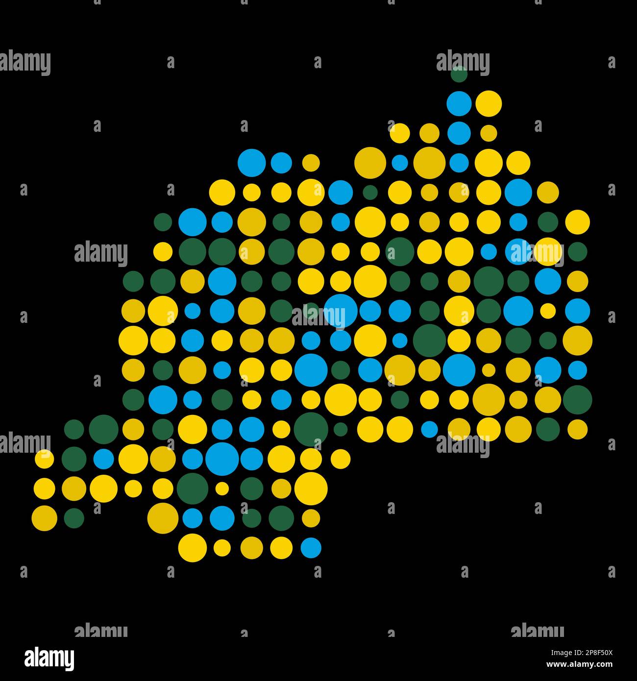 Rwanda Map Silhouette Pixelated generative pattern illustration Stock ...
