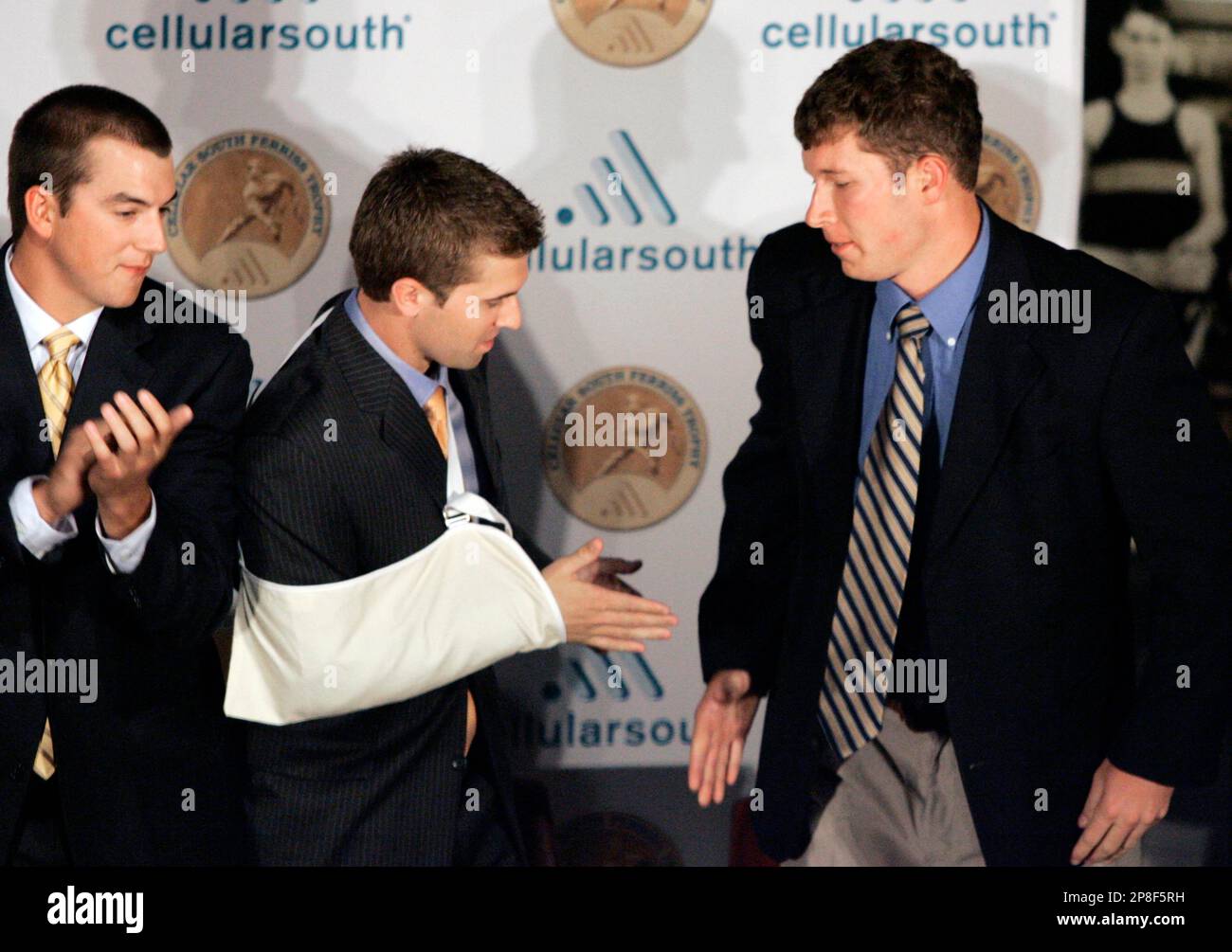Belhaven pitcher Craig Westcott, right, is congratulated by Ferriss ...