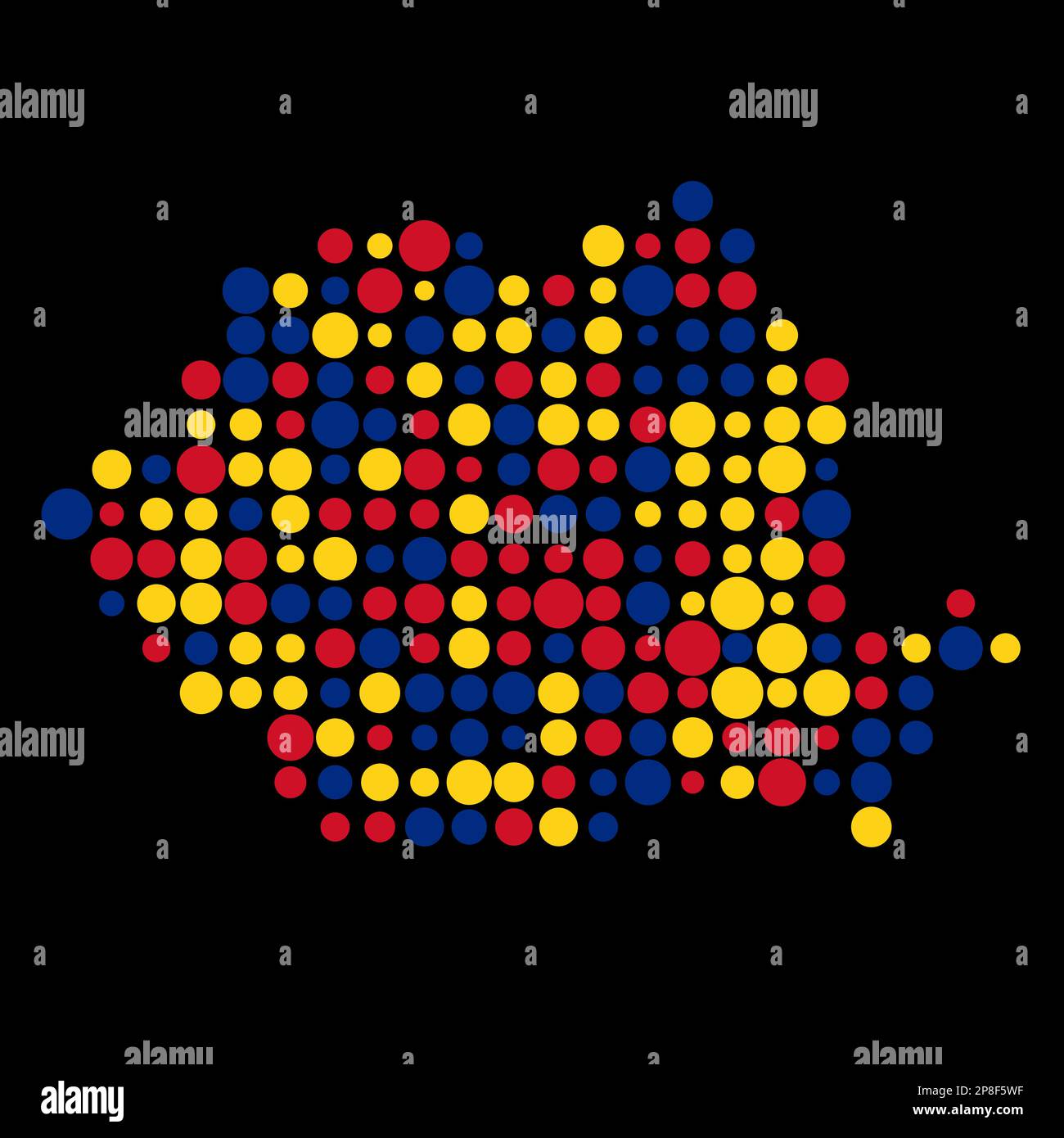 Romania Map Silhouette Pixelated generative pattern illustration Stock ...