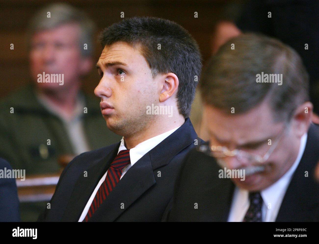 Ryan Greenberg, left, 18, sits in Providence Superior Court Monday, May ...