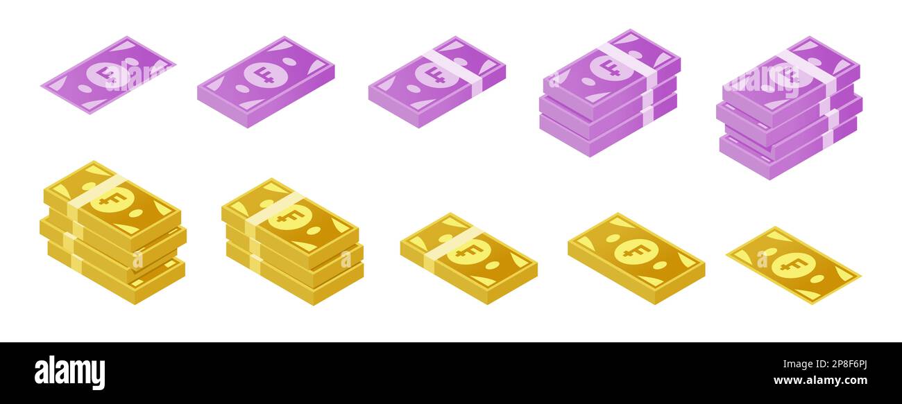 Swiss Franc Banknote Isometric Icon Set Stock Vector Image & Art - Alamy