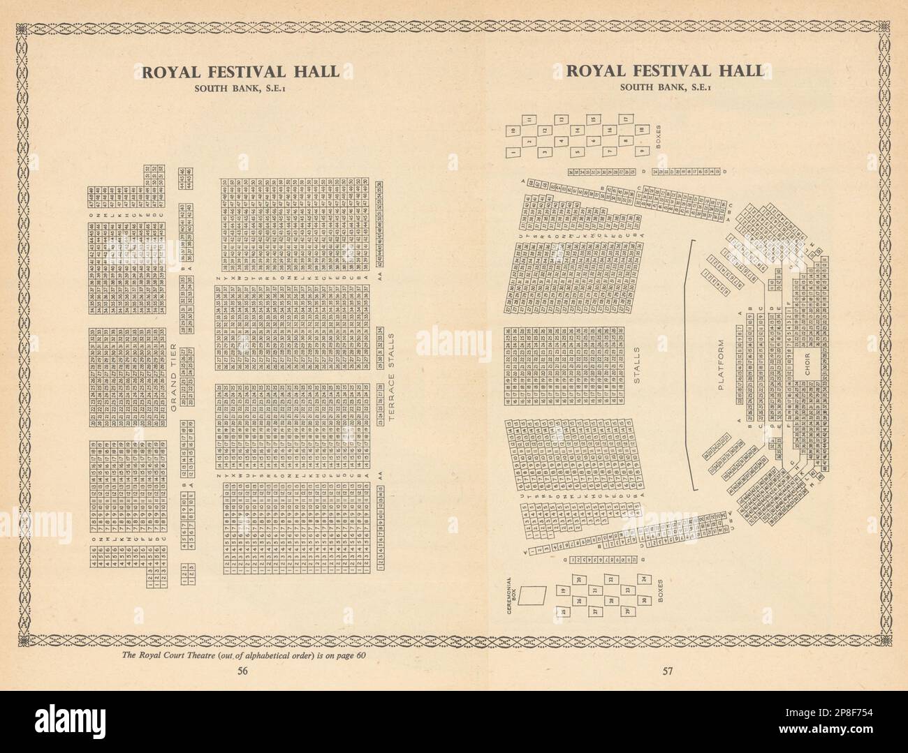 Royal Festival Hall, South Bank, London. Vintage seating plan 1960 old ...