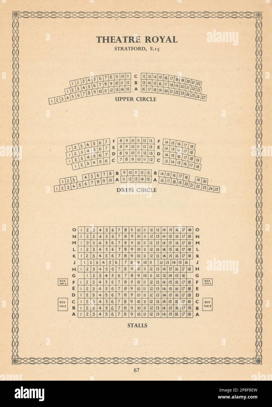 Theatre Royal Stratford East, London E14. Vintage seating plan 1960 old print Stock Photo - Alamy