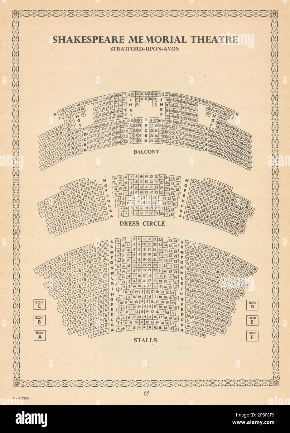 Shakespeare Memorial Theatre, Stratford-upon-Avon. Vintage seating plan ...