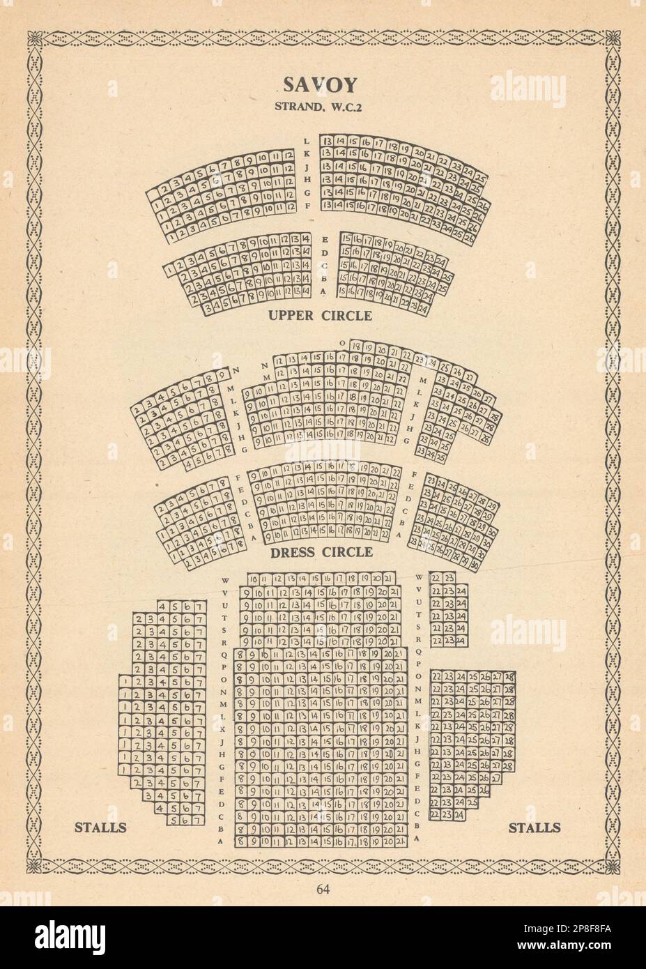 Savoy Theatre, Strand, London. Vintage seating plan 1960 old vintage ...
