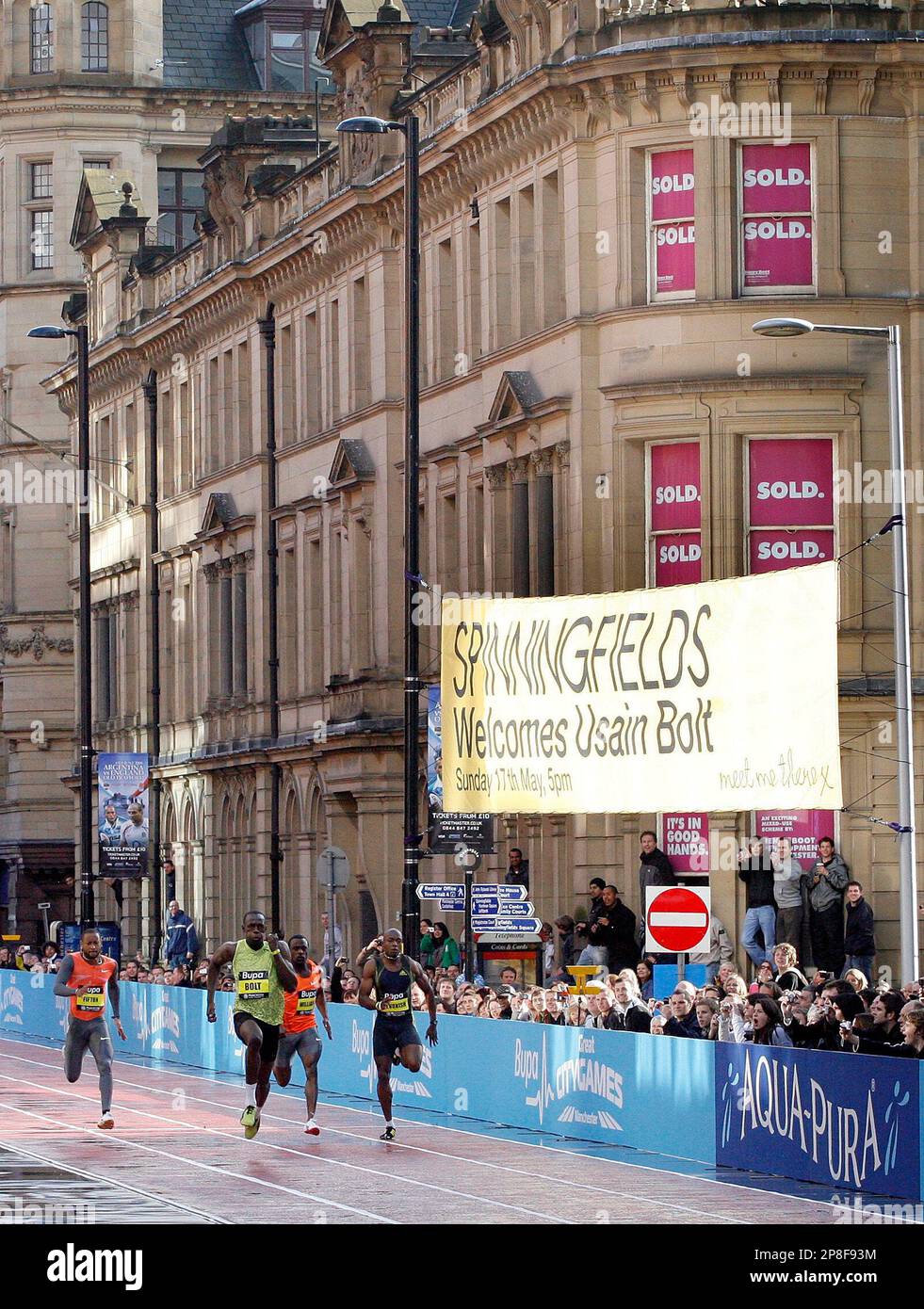 Jamaican Sprinter Usain Bolt, 2nd left, is seen in the 150m final ...