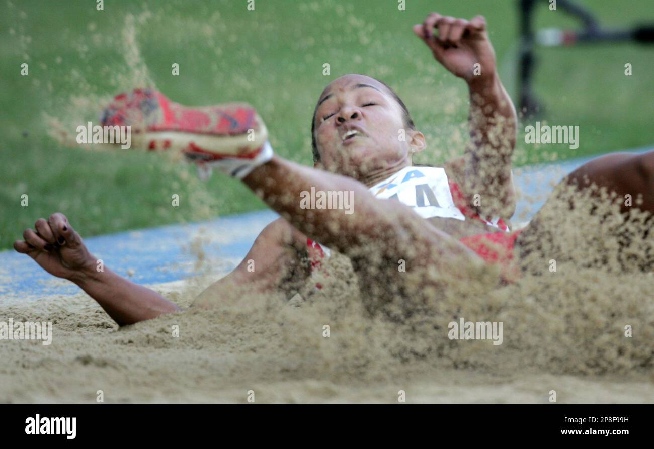 Brazil's Keila Costa competes in the women's long jump during the GP ...