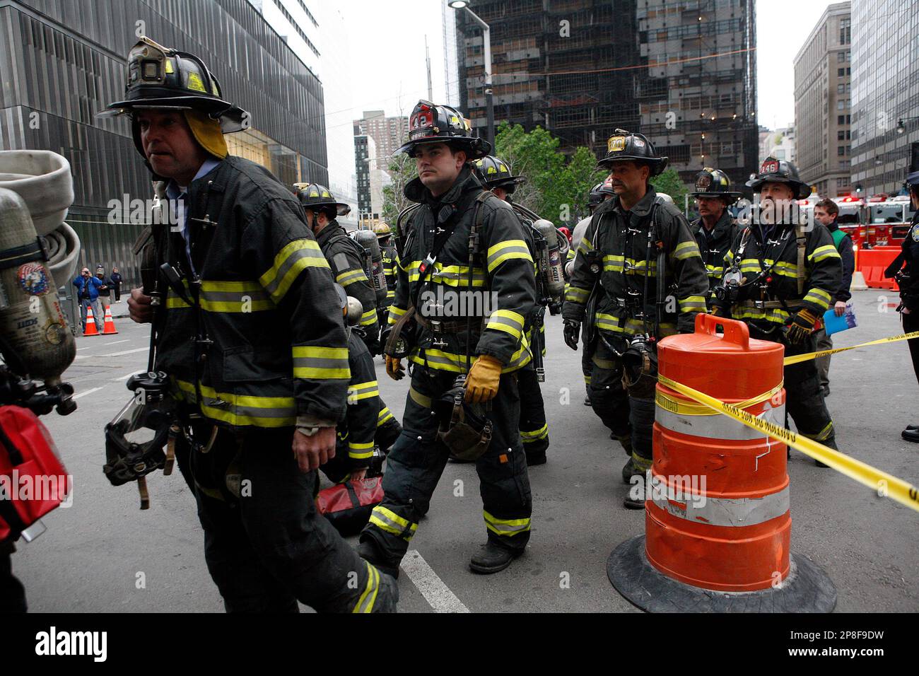 Firefighters respond to a simulated train bombing at the World Trade ...