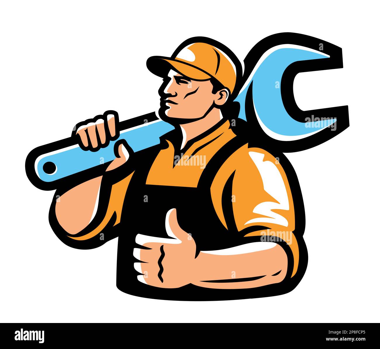 Construction worker with working tool, Builder emblem. Engineer ...