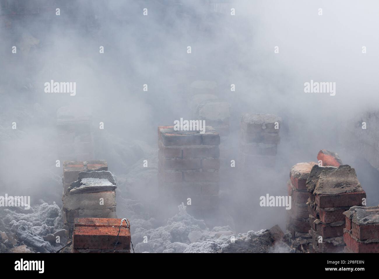 Burnt floor and heavy smoke after a fire in a building Stock Photo - Alamy