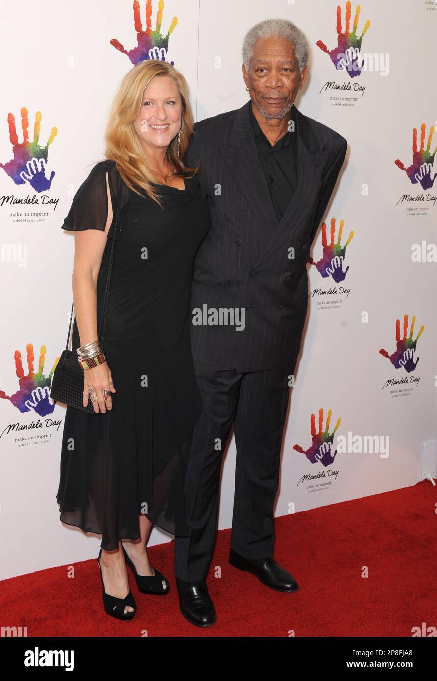 Morgan Freeman and Lori McGreary arrive at the "Mandela Day" awareness ...