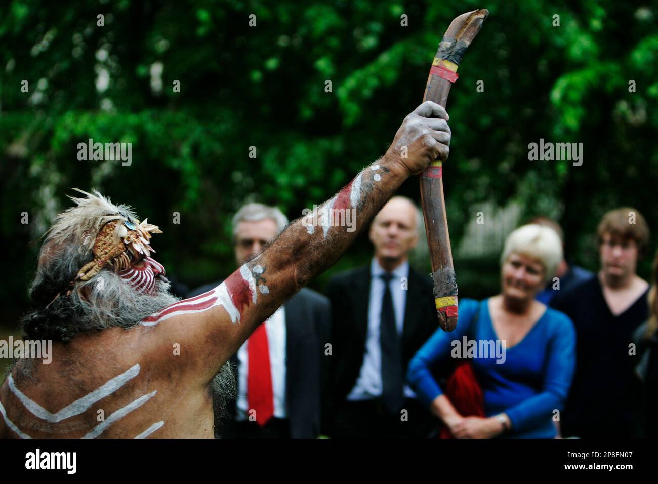 People watch as Aboriginal Ngarrindjeri elder Major Sumner from south ...