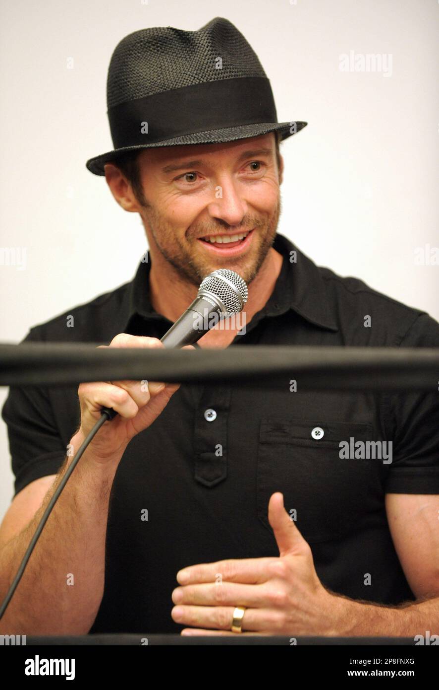 Actor Hugh Jackman participates in a boxing competition as a celebrity ...