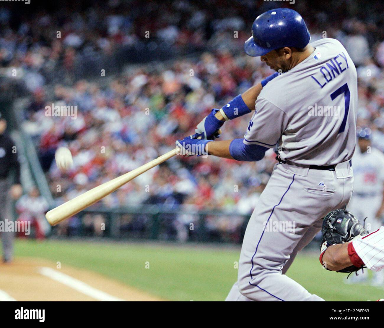 Los Angeles Dodgers' James Loney connects for a three-run home run off ...