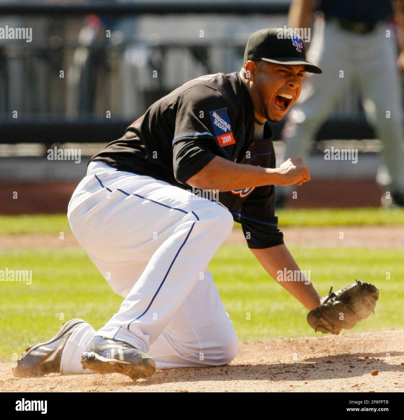 New York Mets reliever Francisco Rodriguez reacts after striking out ...