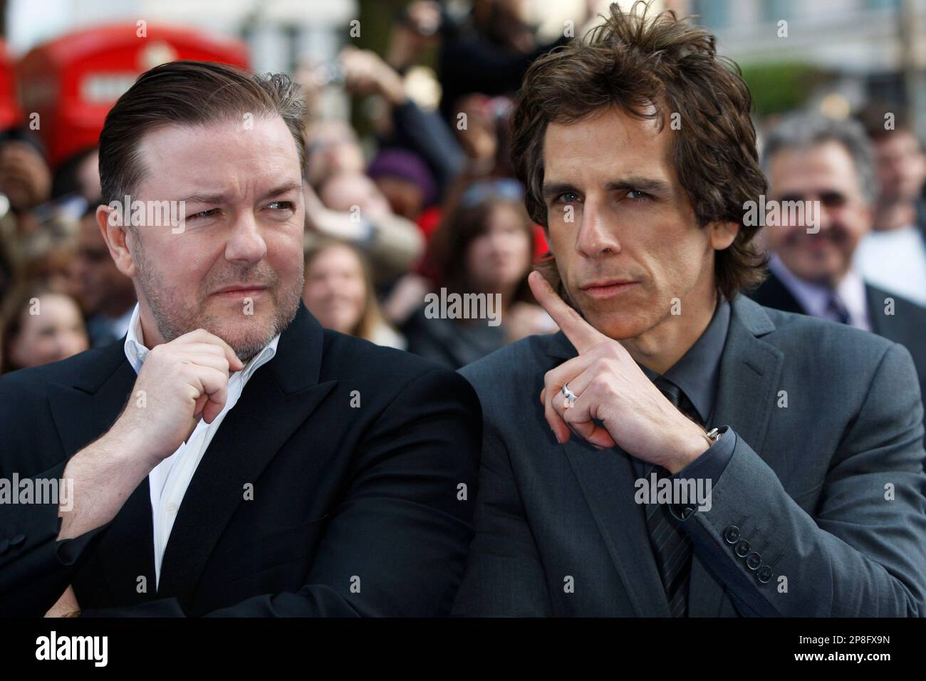 Cast members U.S. actor, Ben Stiller, right, and British actor, Ricky ...