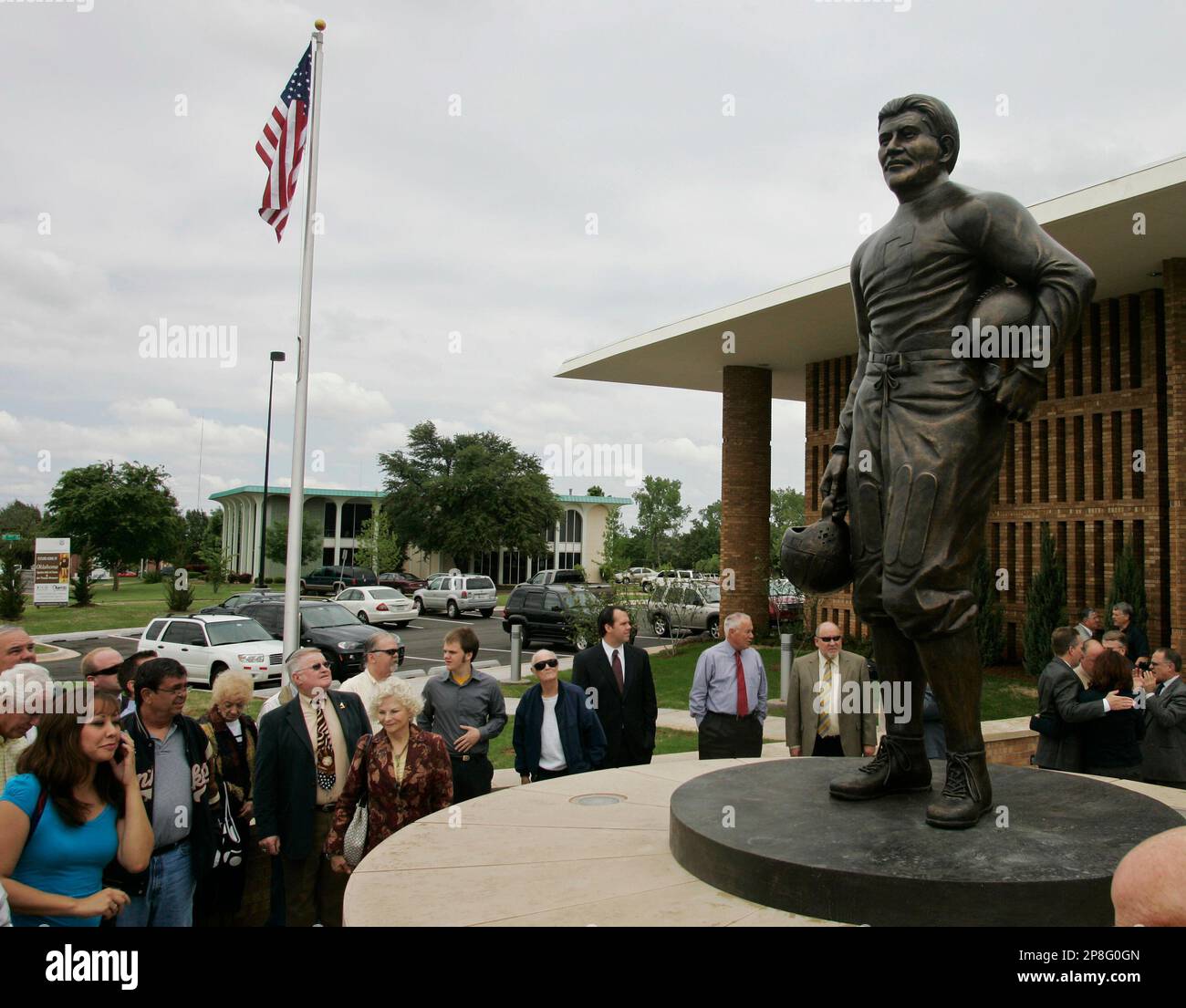 A bronze statue of Jim Thorpe is on display at the new site of the ...