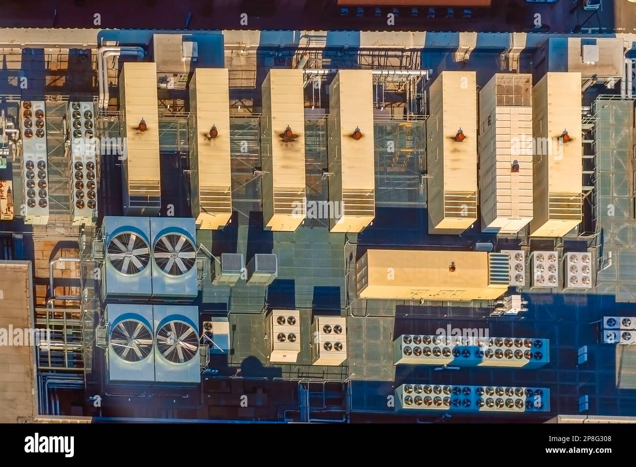 Large HVAC air conditioning units on the roof of the 200 Peachtree ...