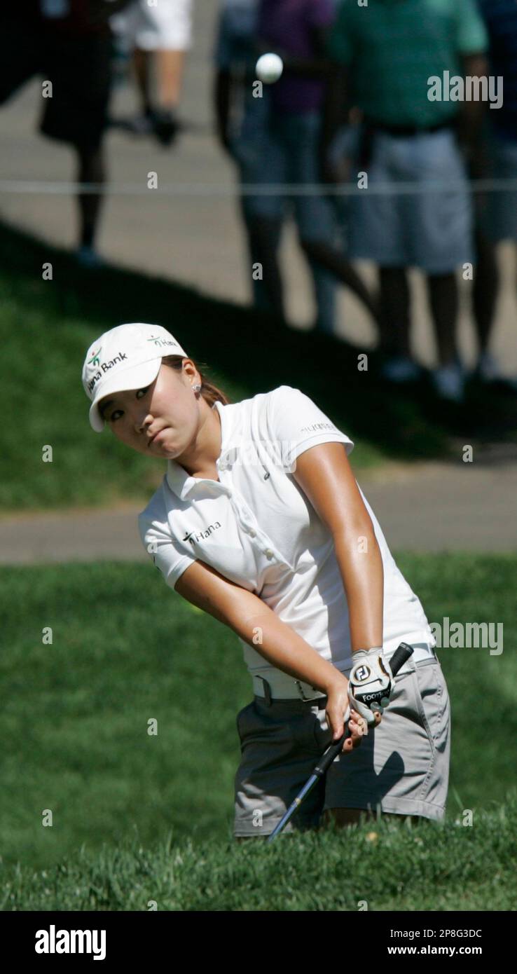 In-Kyung Kim, of South Korea, chips up to the eighth green during the ...
