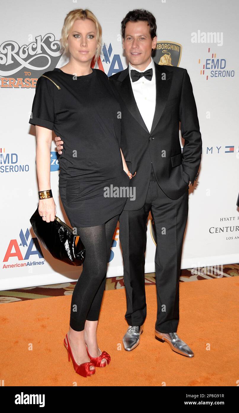 Actor Ioan Gruffudd, right, and his wife, actress Alice Evans arrive at ...