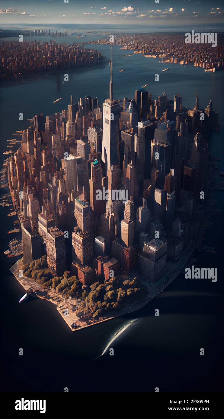 Aerial view of Lower Manhattan. New York. wide view Stock Photo - Alamy