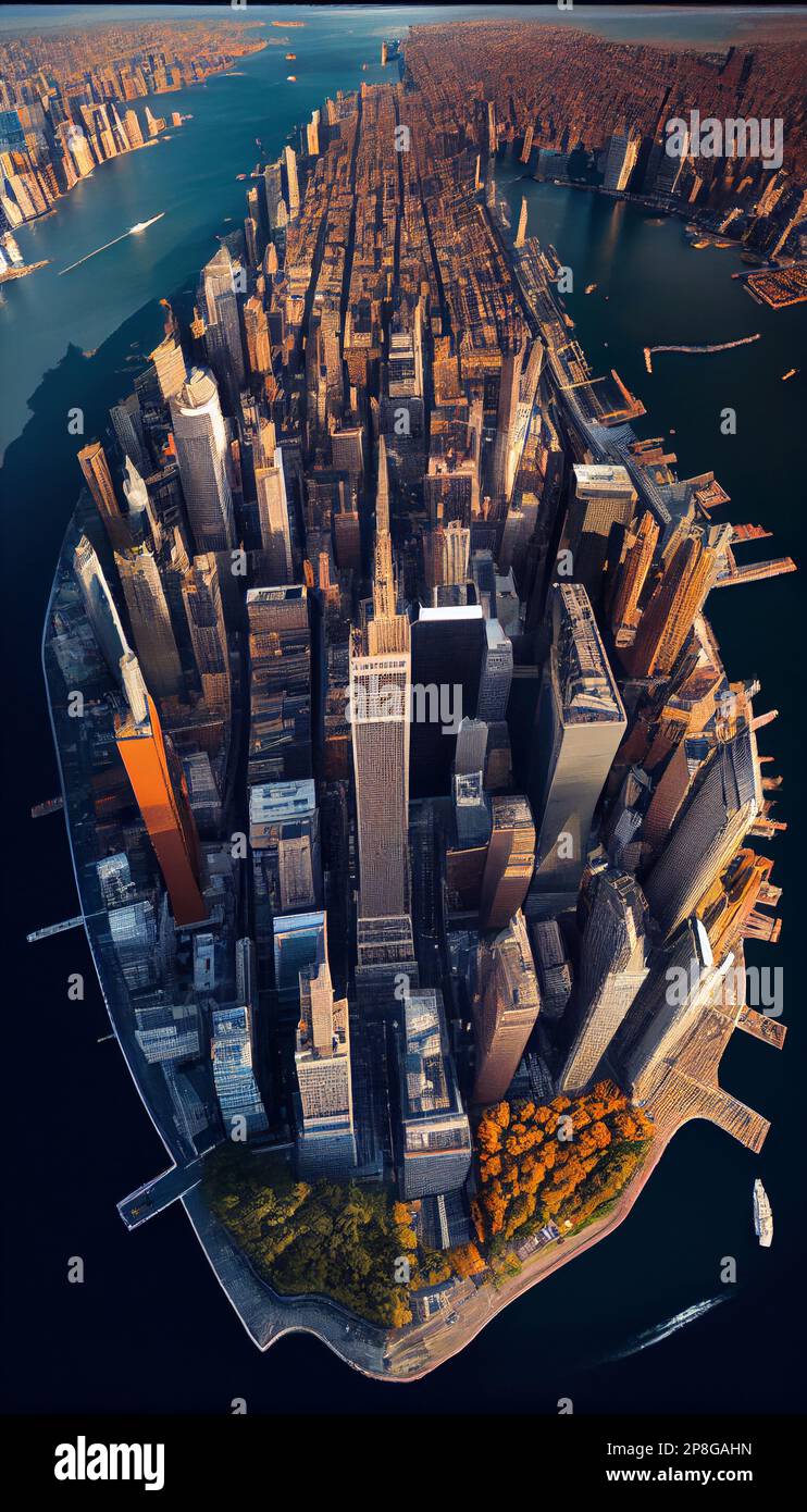 Aerial view of Lower Manhattan. New York. wide view Stock Photo - Alamy