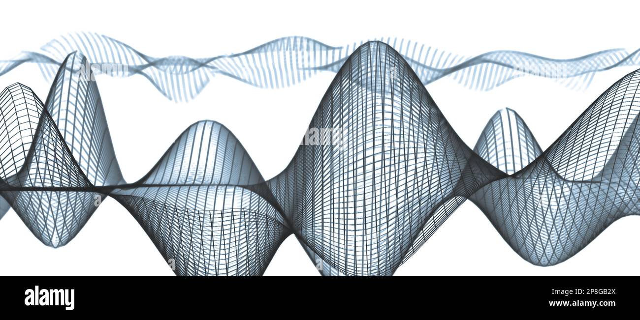 Abstract illustration of wireframe sound waves, visualization of ...