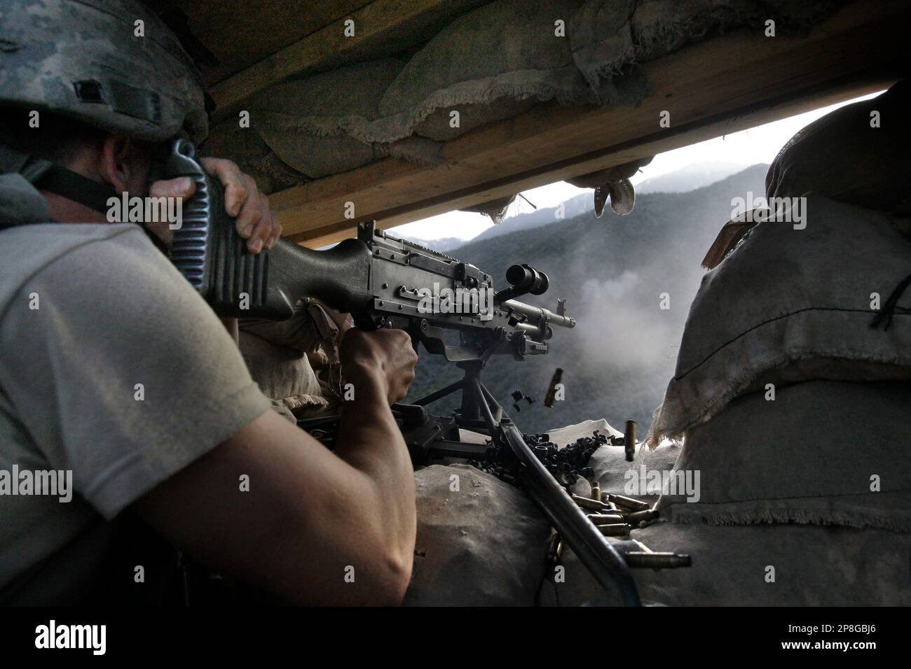 A soldier from the U.S. Army First Battalion, 26th Infantry returns ...