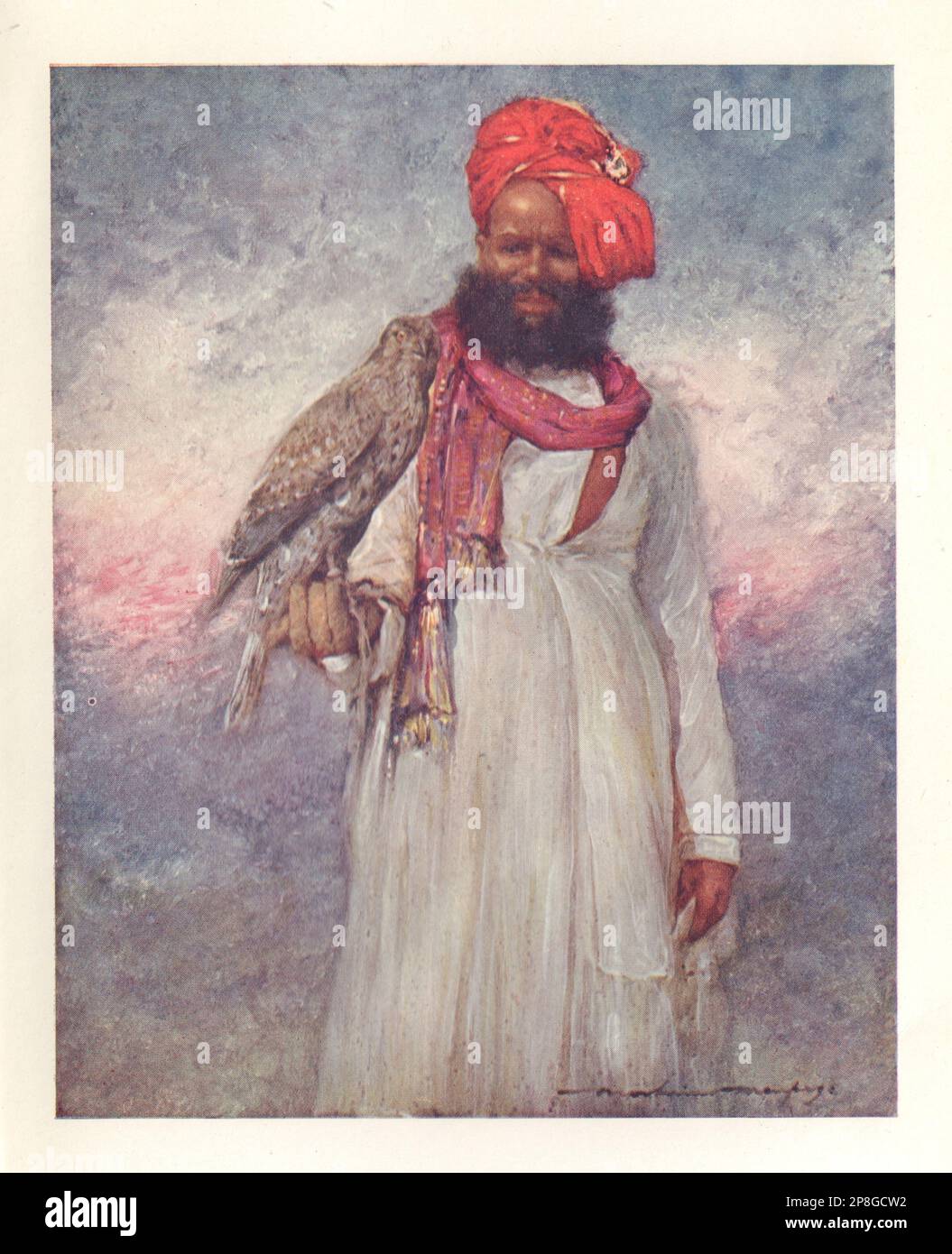 A Hawksman of Rajgarh, Madhya Pradesh, India. Mortimer Menpes 1905 old ...