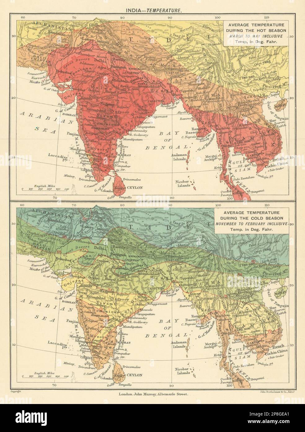INDIA. average Temperature during Monsoon & dry seasons. Isotherms 1905 ...