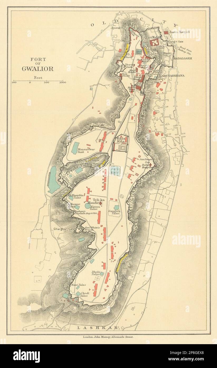 INDIA. Fort of Gwalior. Plan. Madhya Pradesh. 1905 old antique map ...