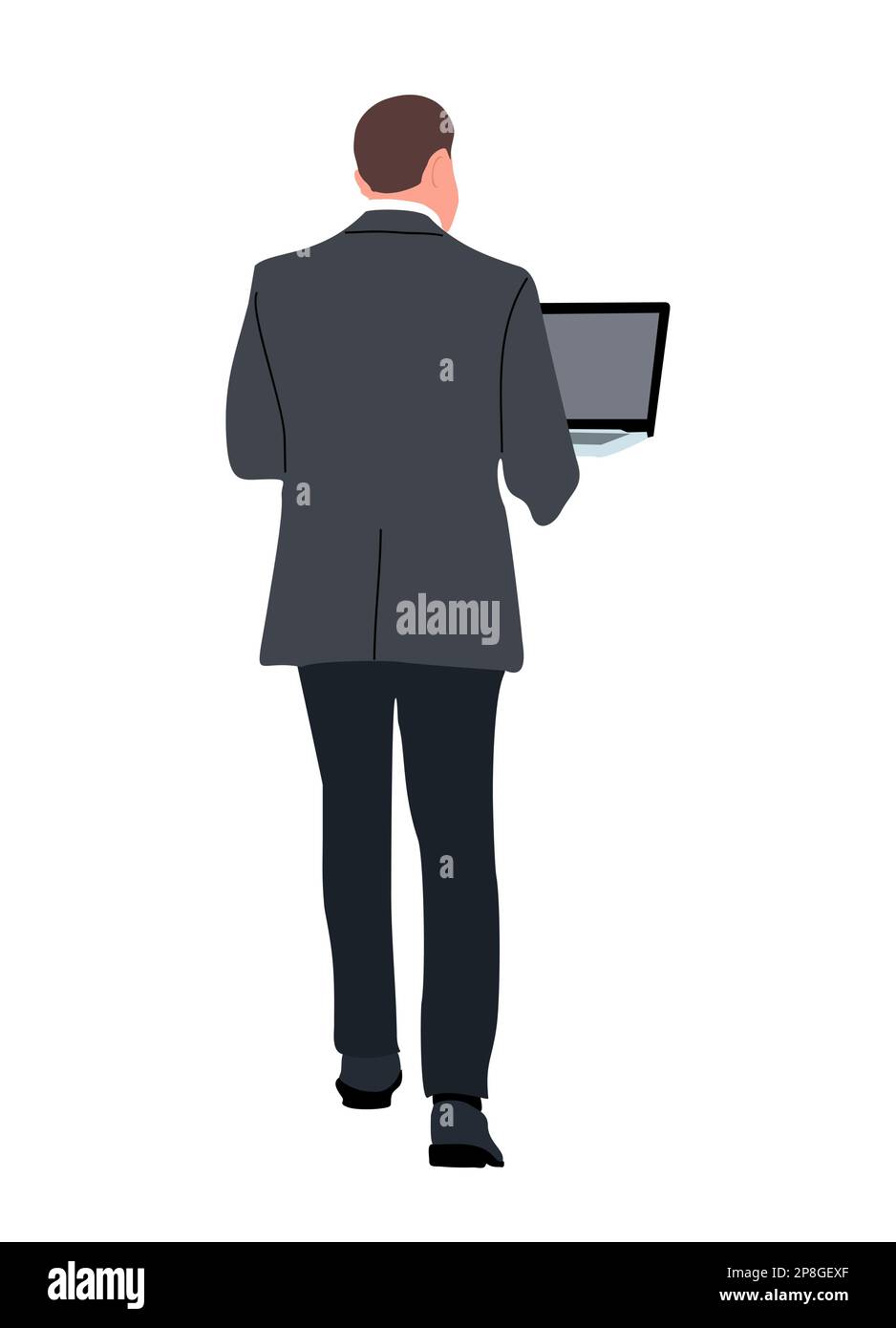 Business man character standing with laptop vector Stock Vector Image ...