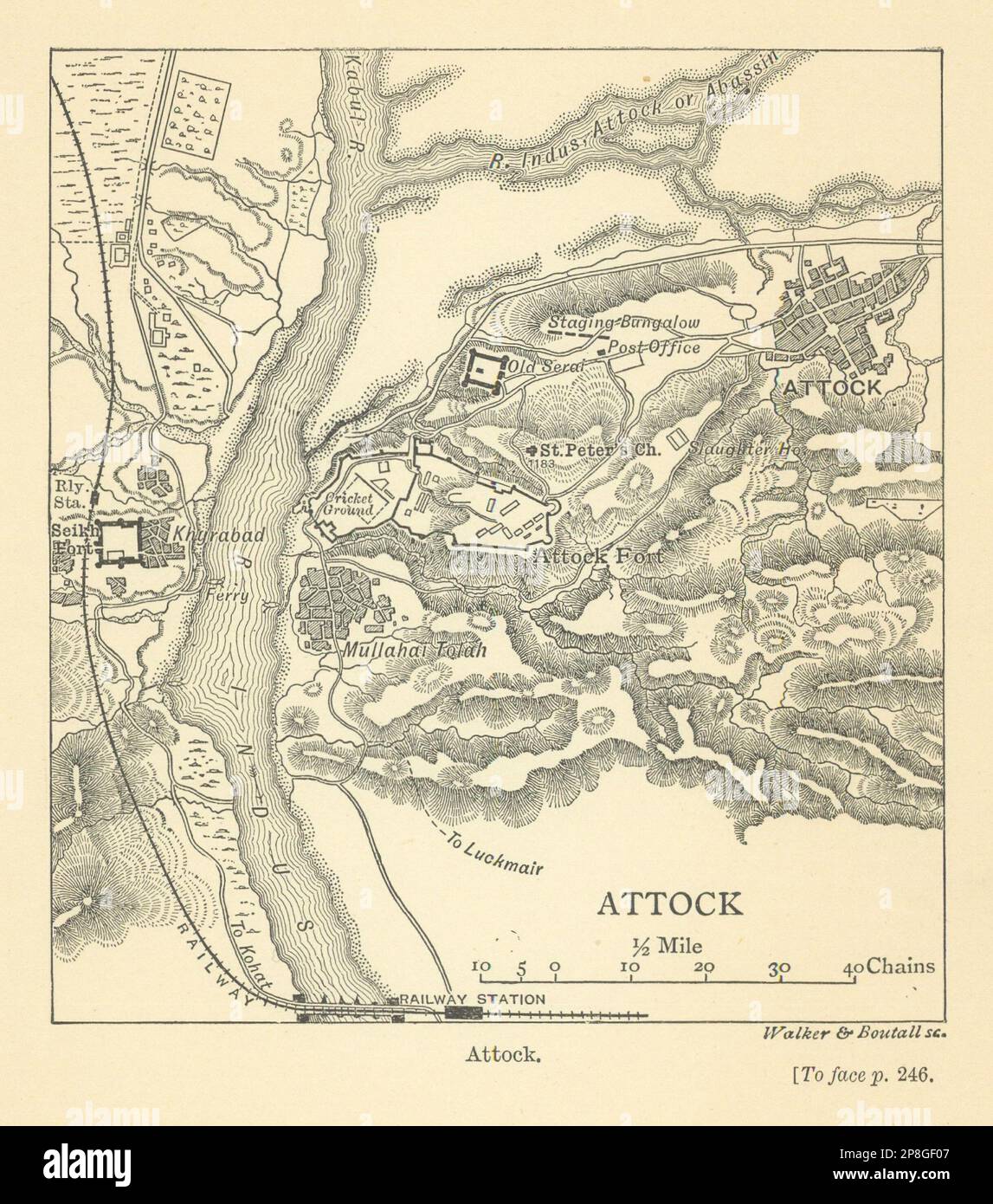 PAKISTAN. Attock town & Attock Fort sketch map. Khairabad. Sikh Fort ...