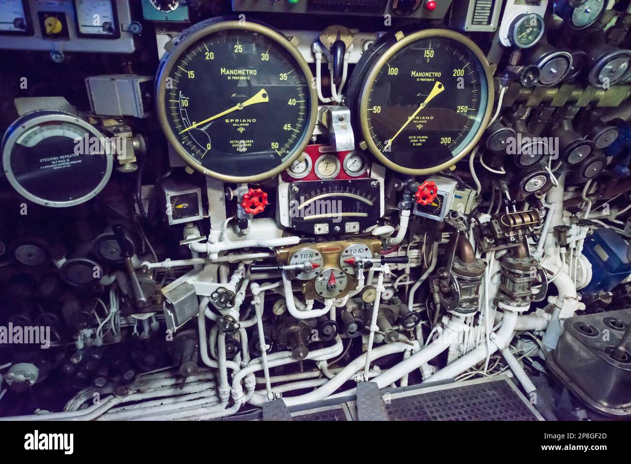 Navigation Instrument Inside a Submarine in Italy Stock Photo - Alamy