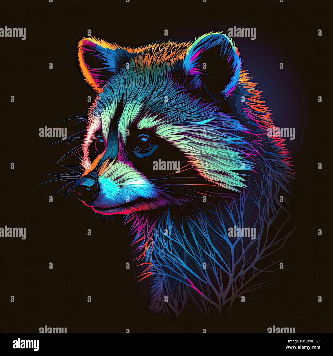 Raccoon portrait in rainbow colors. Generative AI Stock Photo - Alamy