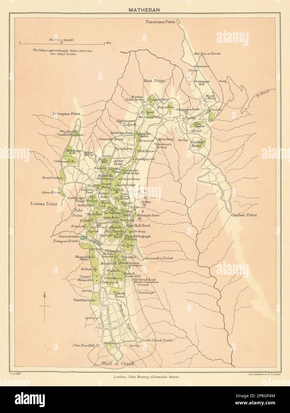 BRITISH INDIA. Matheran Hill station. Maharashtra. 1905 old antique map ...