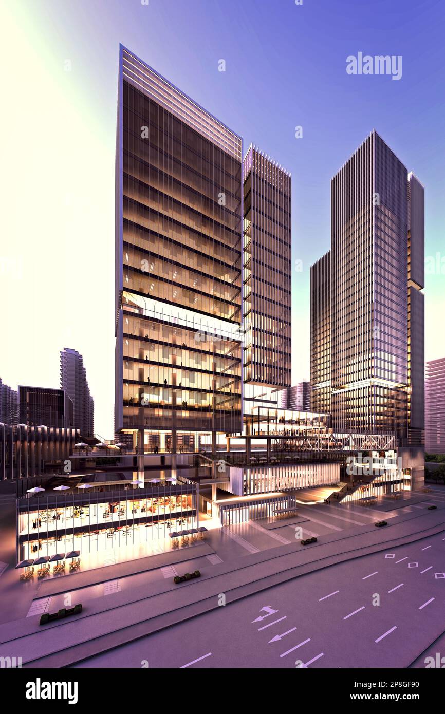 3d render of commercial buildings exterior Stock Photo - Alamy