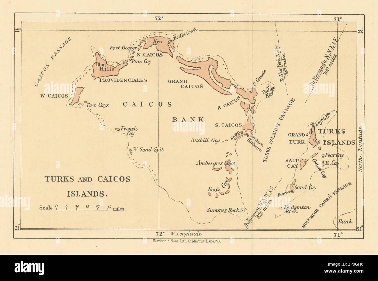 Turks and Caicos Islands. Caribbean. West Indies. WASHINGTON EVES 1889 ...