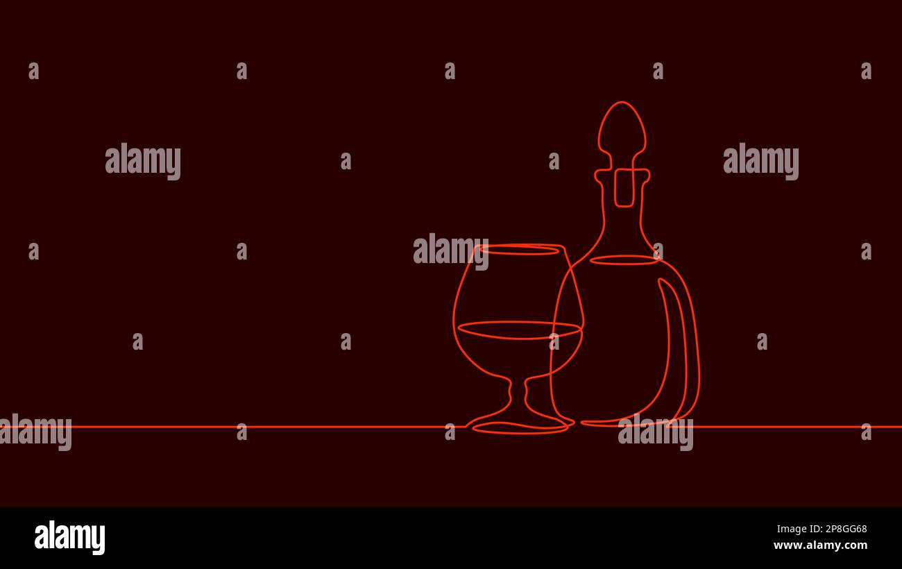 One line continuous cocktail glass symbol concept. Silhouette of ...