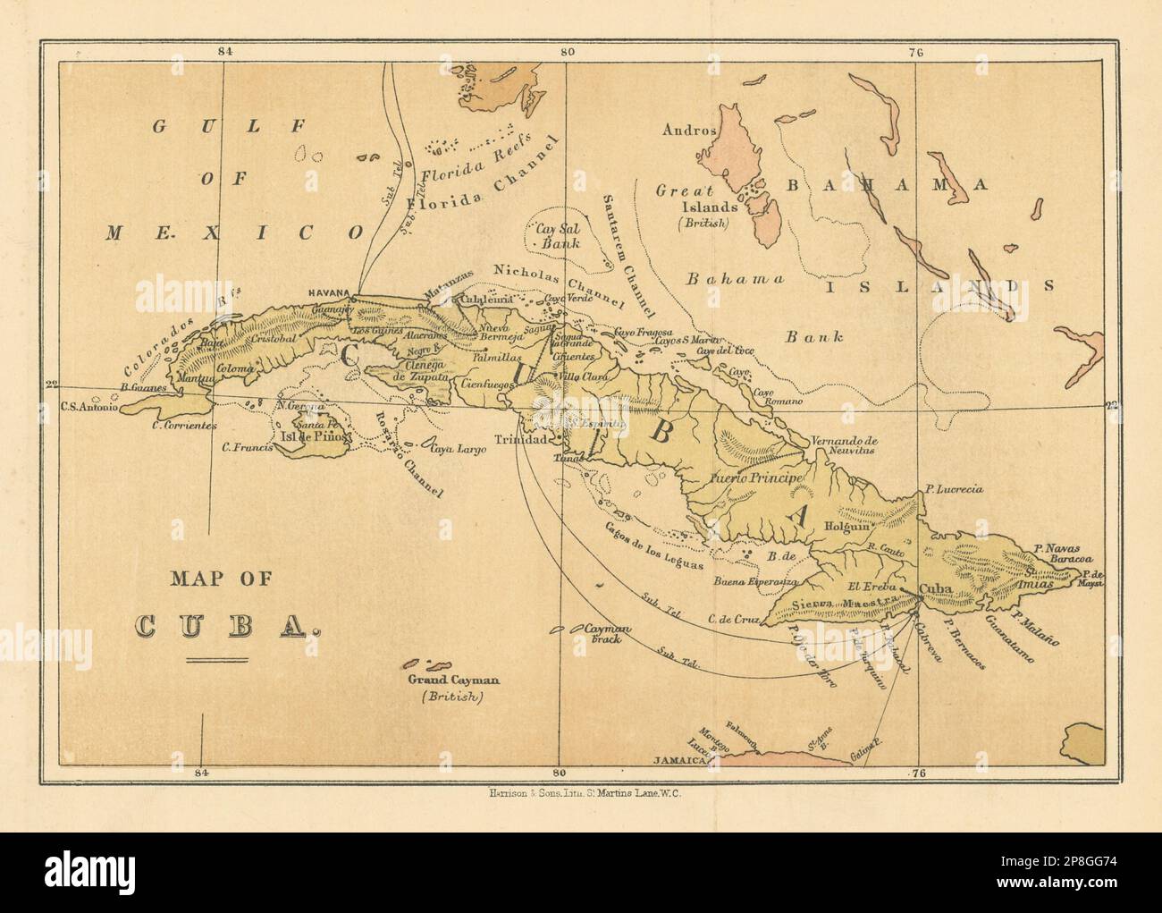 Map of Cuba. WASHINGTON EVES 1889 old antique vintage plan chart Stock ...