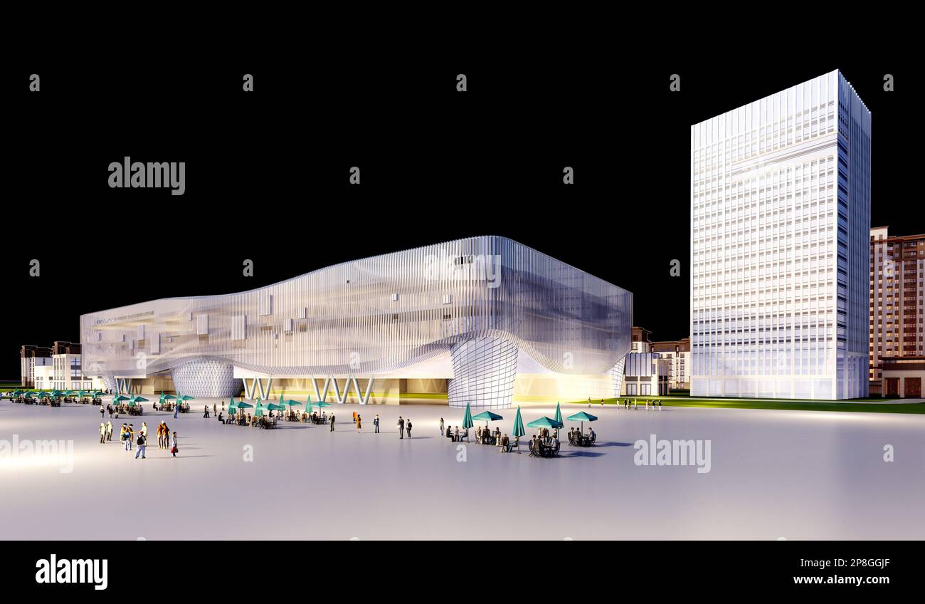 3d render of commercial buildings exterior Stock Photo - Alamy