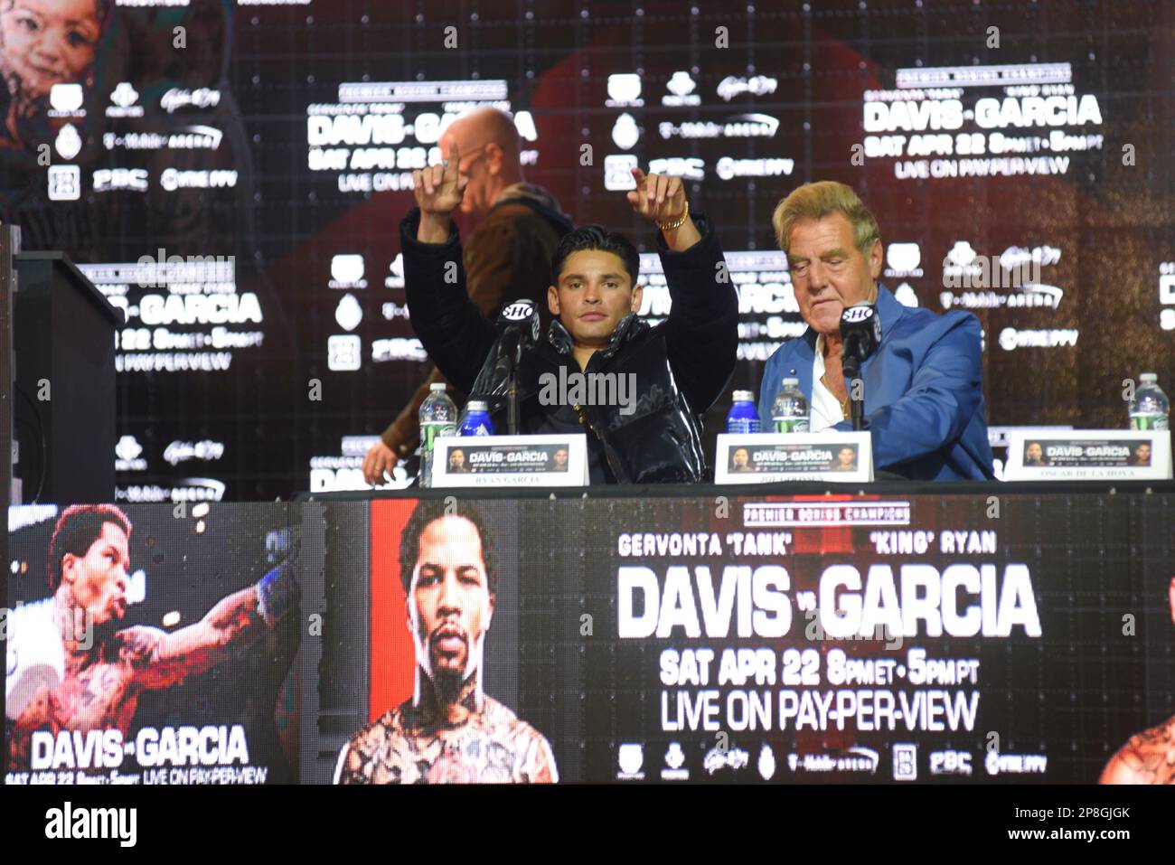 New York, USA. 08th Mar, 2023. Ryan Garcia and Joe Goosen attend the ...