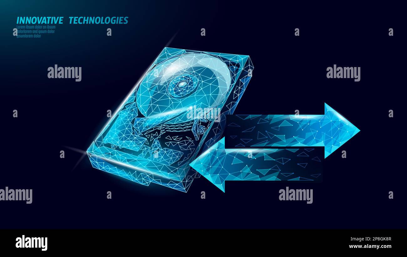HDD hard disk drive file hardware. 3D low poly information storage ...