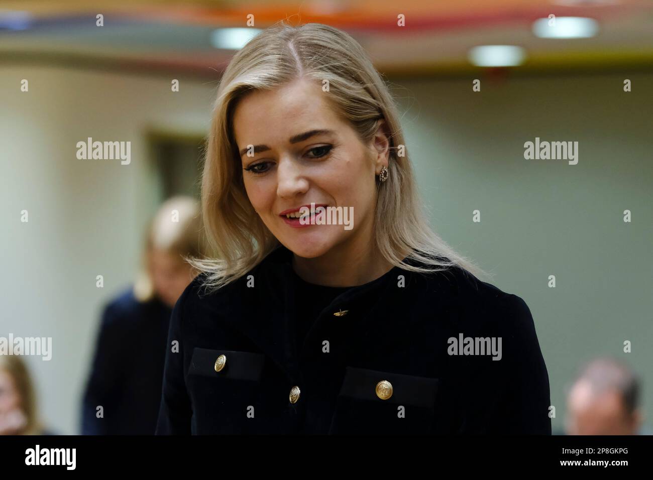 Brussels, Belgium. 09th Mar, 2023. Minister Emilie Enger Mehl arrives ...