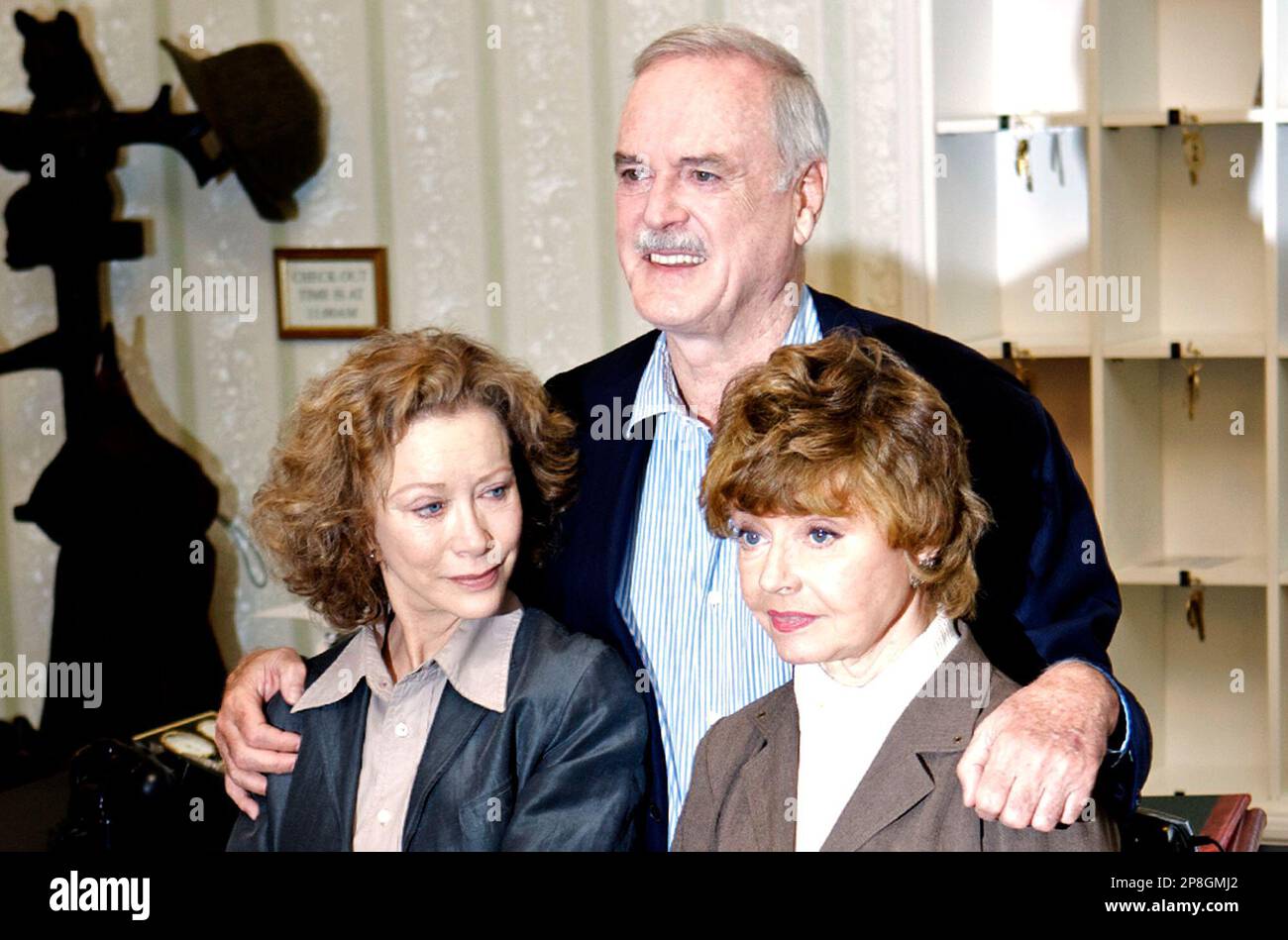 The cast of Fawlty Towers from left, Connie Booth, John Cleese and ...